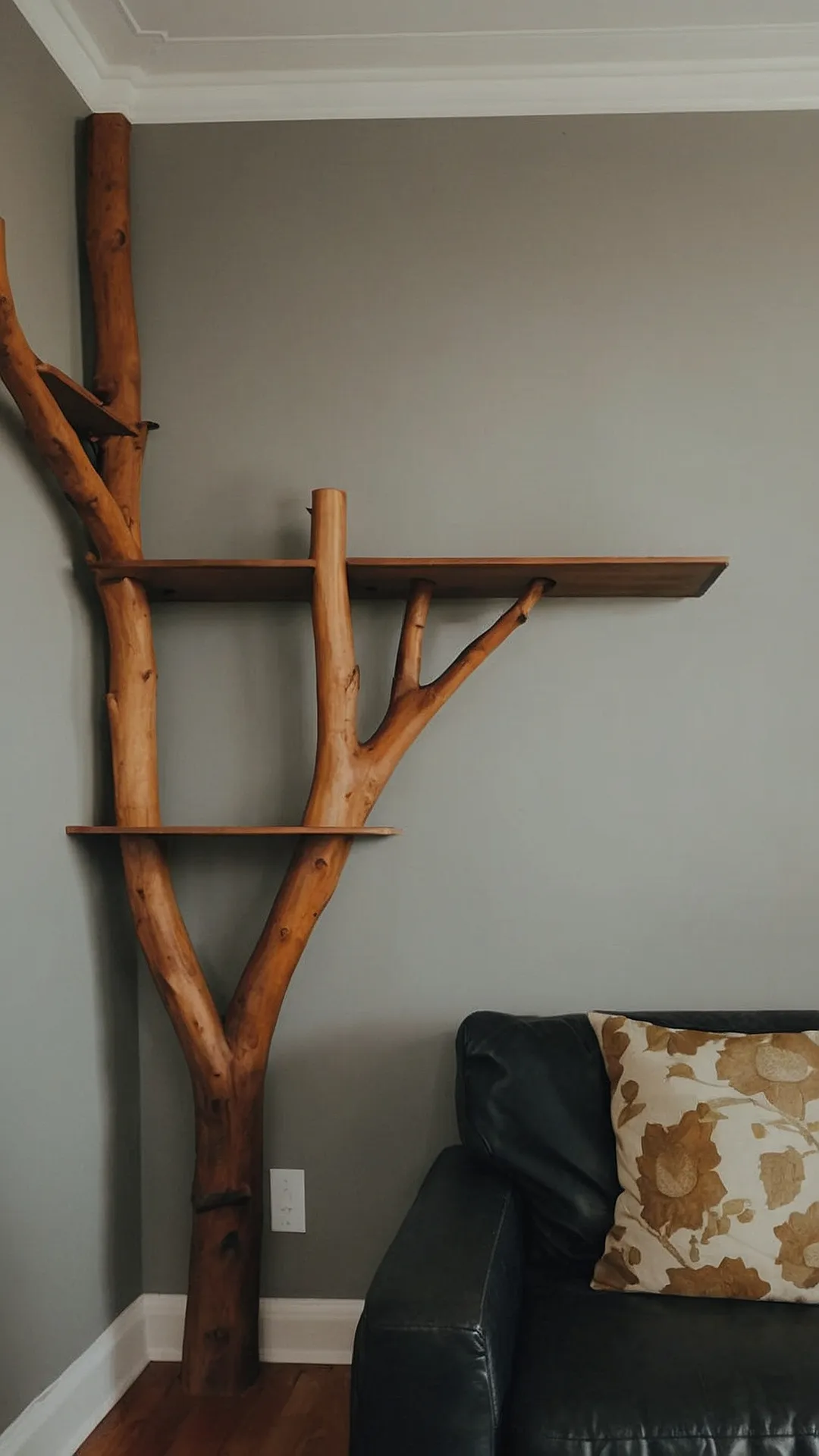Crafting Corner Magic: 15 Tree Branch Shelves Ideas for Your Wall ...