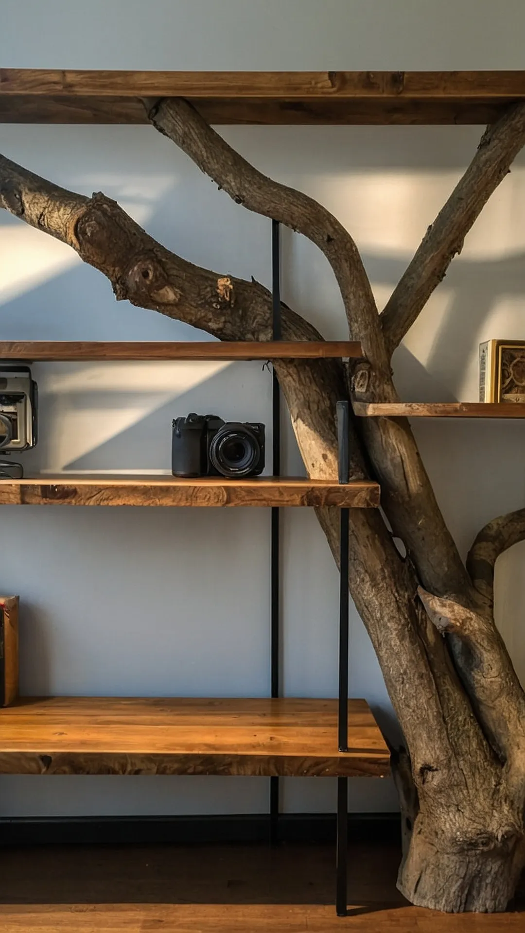 Crafting Corner Magic: 15 Tree Branch Shelves Ideas for Your Wall ...