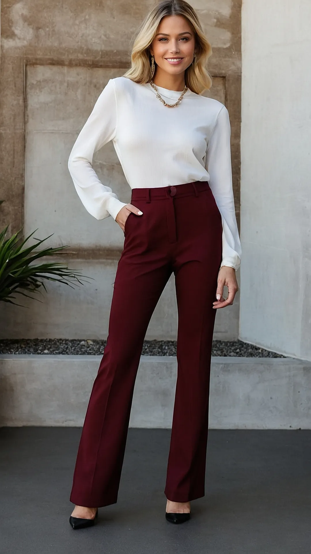 19 Eye-Catching Outfit Ideas for Wine-Coloured Pants