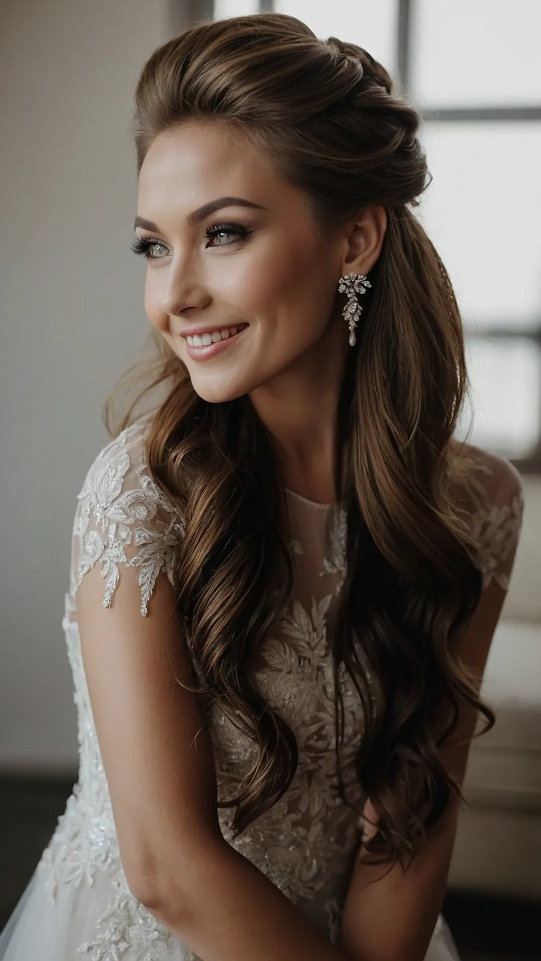 Gorgeous Medium Length Bridal Hairstyles: Embrace the Half Up Half Down ...