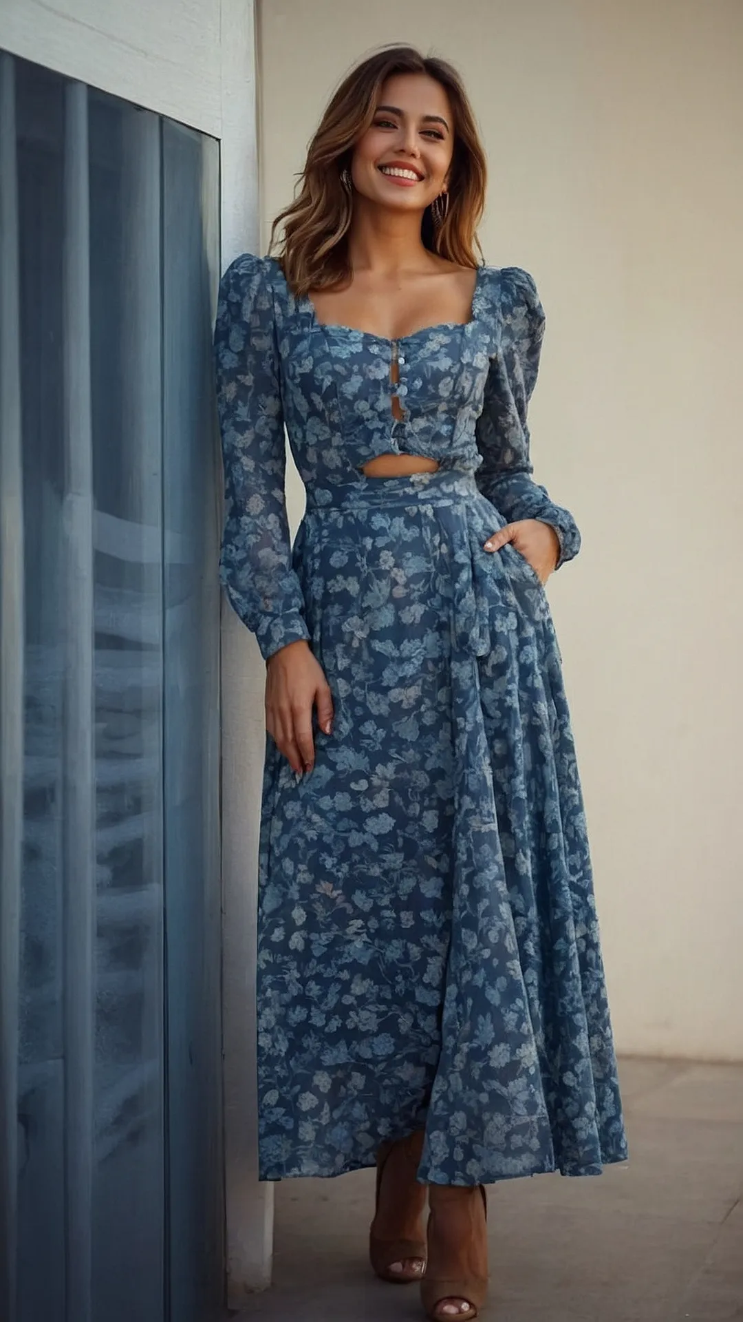 Floral Fiesta: 15 Blue Frock Outfit Ideas That Shine – Fads